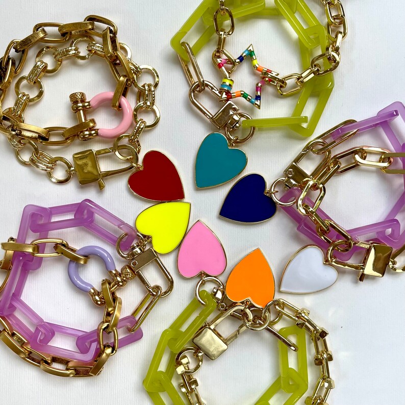Electric Rainbow Bracelets//enamel Shackle Screw Clasp - Etsy