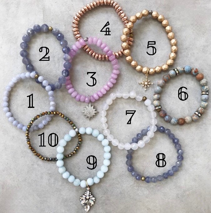 Spring Bling//beaded Bracelets Each Sold Separately//gemstone and ...