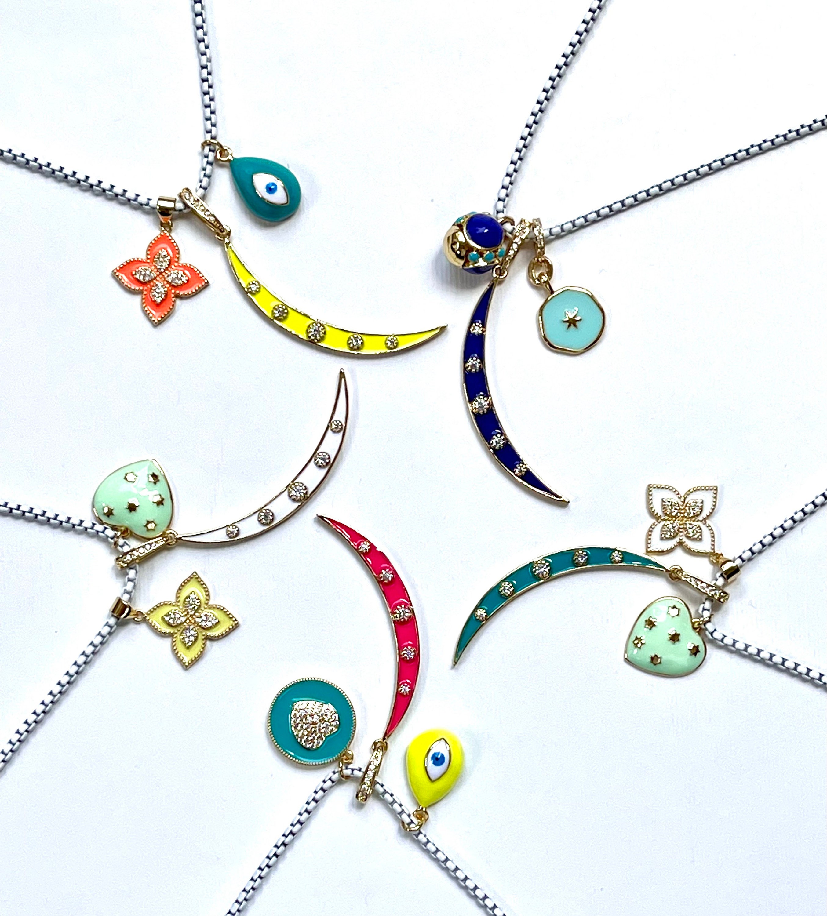 Once in a Blue Moon//crescent Charm Set Necklaces//choose From - Etsy