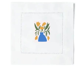 Linen Cocktail Napkin Set Vintage Matchboxes Summer Happy Hour Table ...