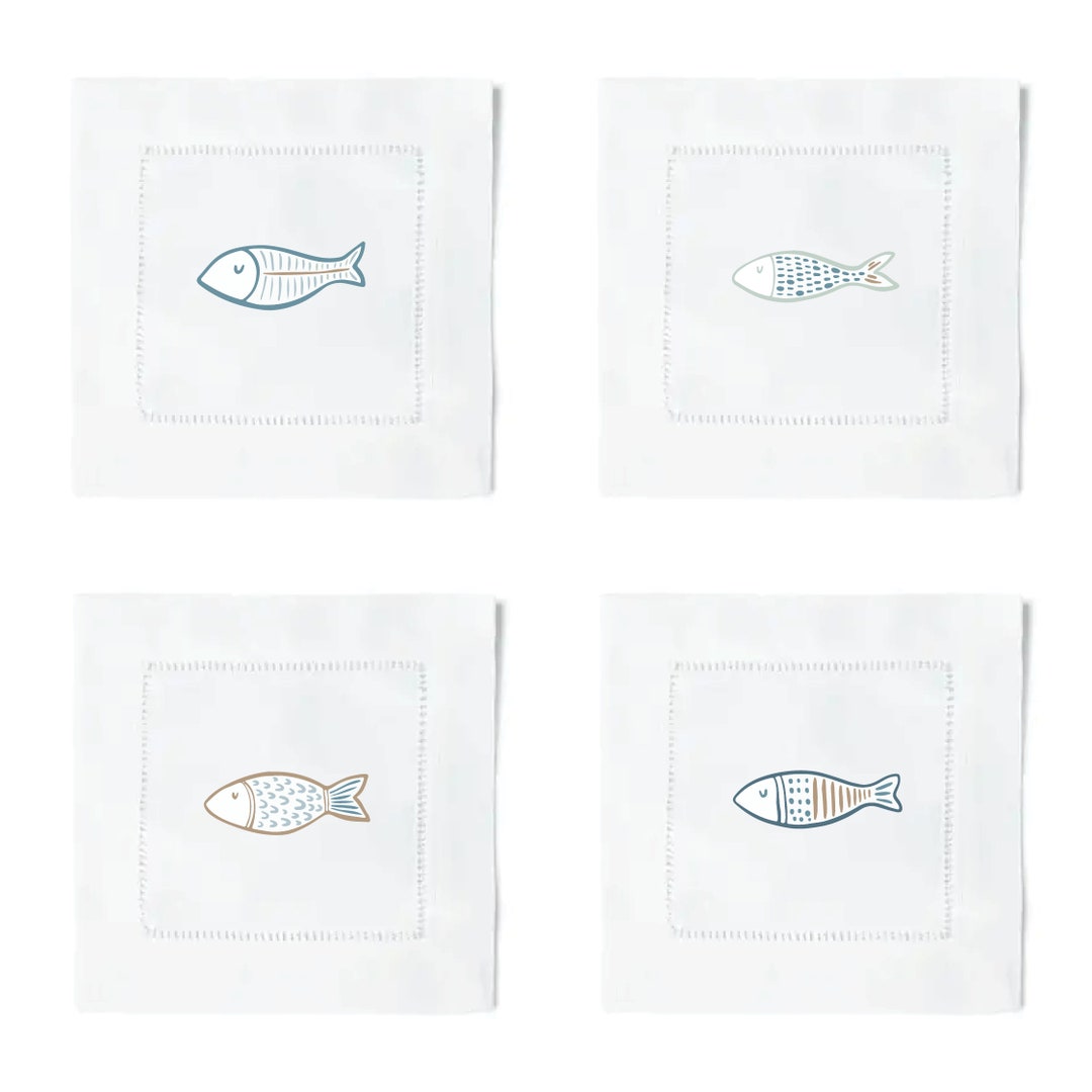 Linen Cocktail Napkin Vintage Summer Happy Hour Table Decor | Seaside ...