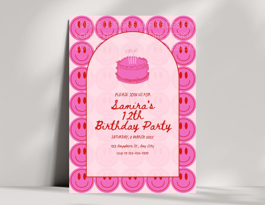 Simple Girl Birthday Party Invitation, Downloadable, Customizable - Etsy