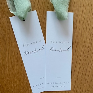 Personalised Wedding Reserved Seat Signs, Seating Tags, Reserved Row ...