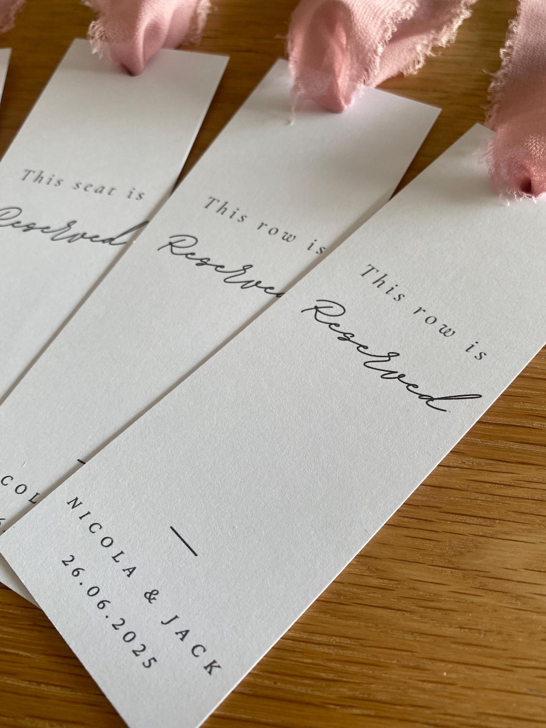 Personalised Wedding Reserved Seat Signs, Seating Tags, Reserved Row ...