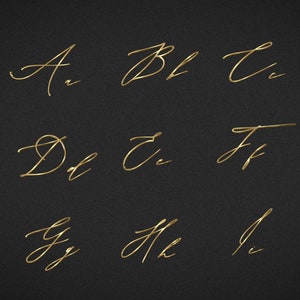 3D Gold Cursive Alphabet Clipart. Luxury Letters and Numbers for ...
