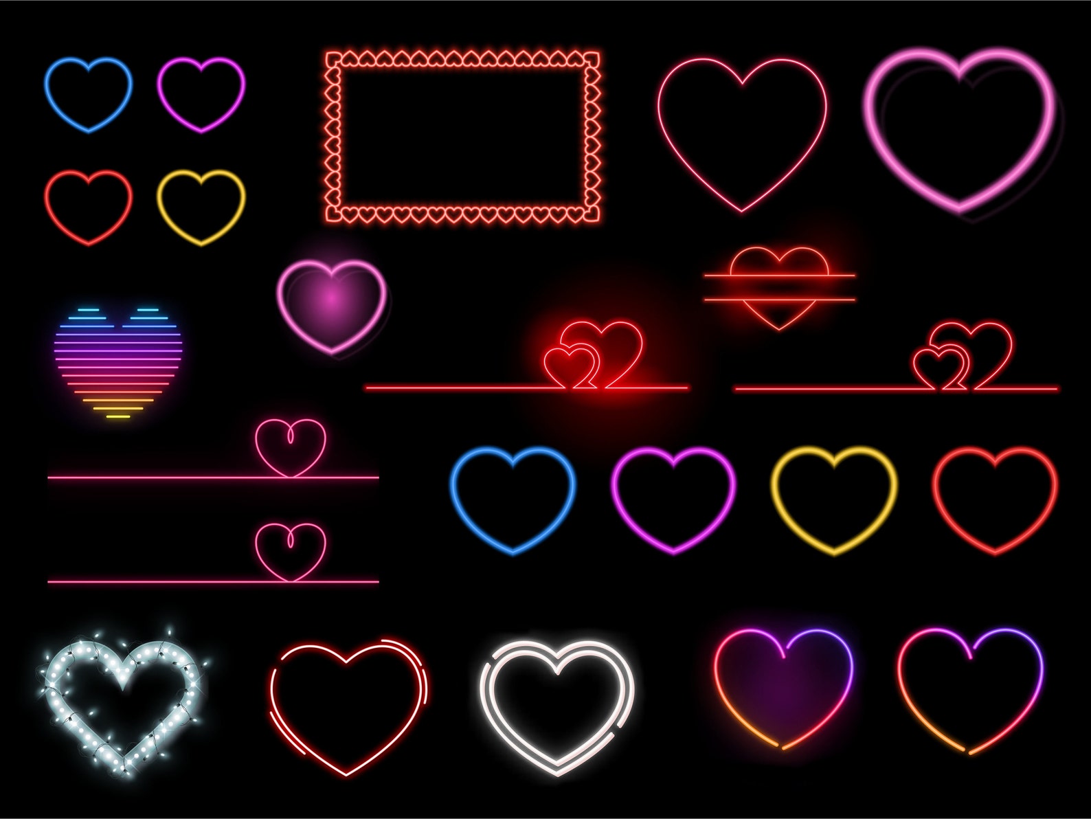 79 Neon Heart Photo Overlays Neon Effect Photo Overlays - Etsy
