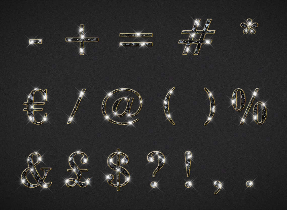 Black Diamond Alphabet ART Clipart Black Diamond in Gold - Etsy