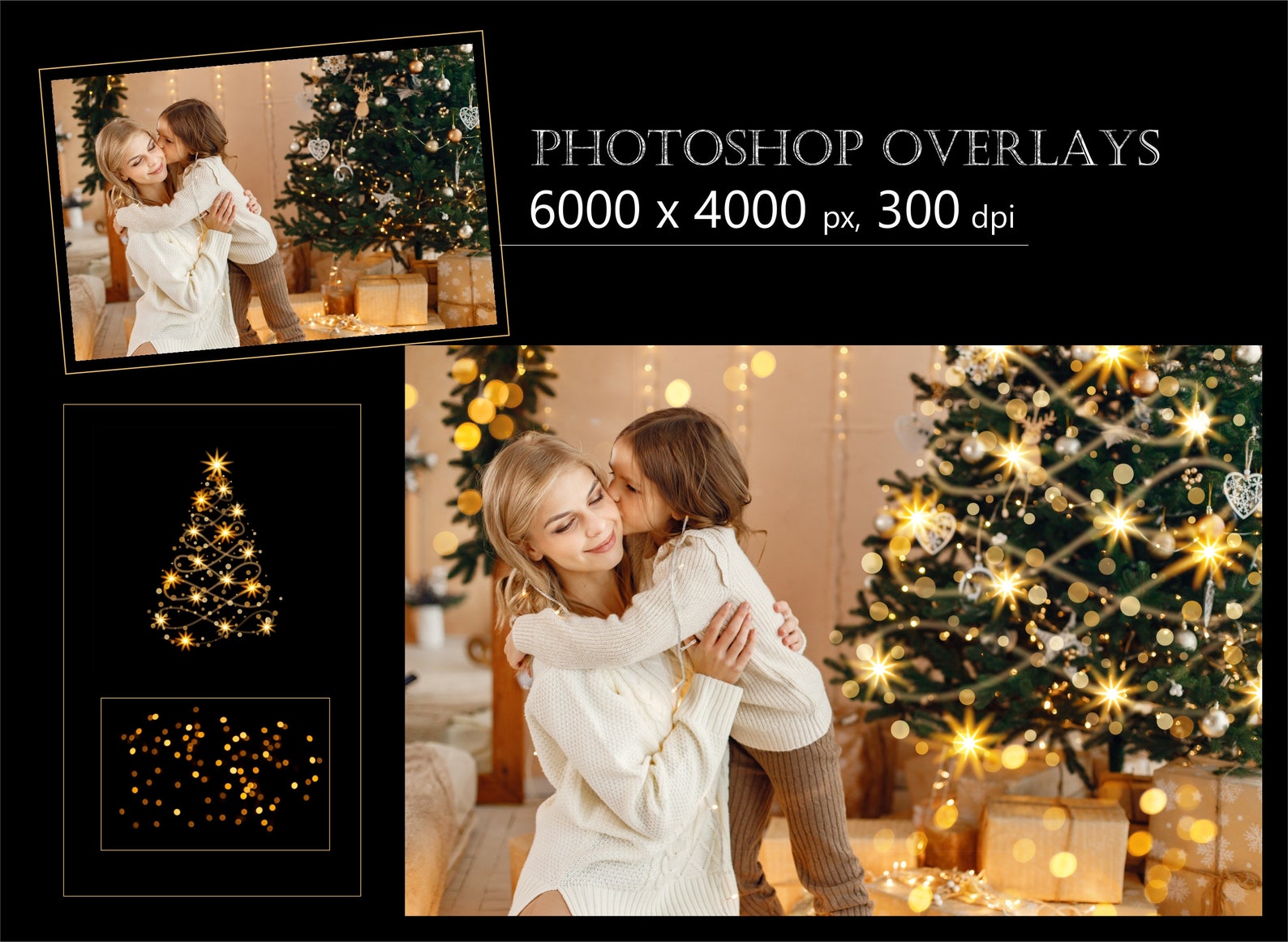 51 Christmas Tree Lights Overlays Sparkling Tree Photoshop - Etsy