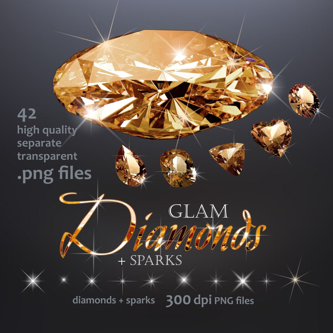 Diamonds Clipart With Sparks Overlays, Brass Diamonds PNG Clipart, Glam ...
