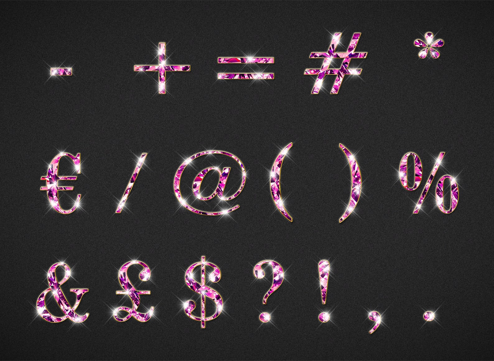 Pink Diamond Alphabet ART Clipart, Diamond in Gold Alphabet PNG Files ...