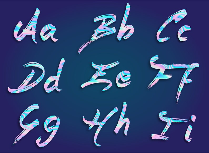 Holographic Alphabet Clipart Hologram Alphabet PNG Files | Etsy