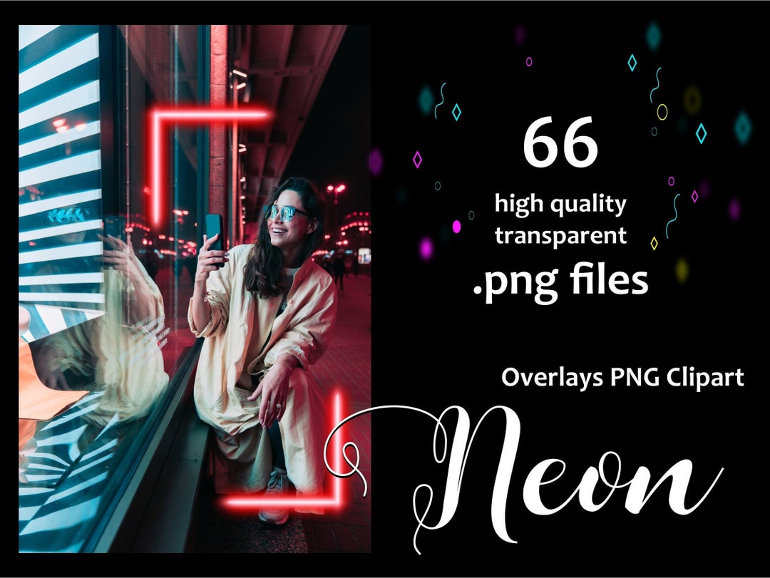 66 Neon Photo Overlays, Neon Effect Photo Overlays, Holographic Neon ...