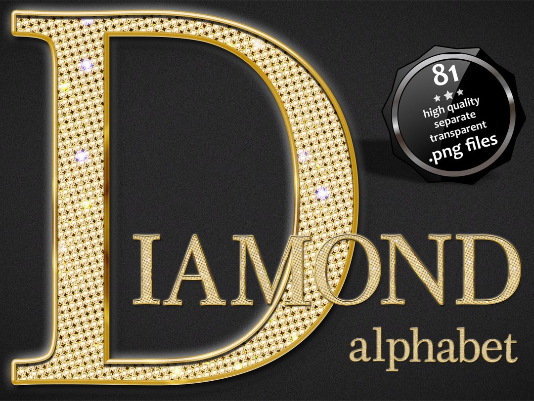 Gold Diamond Alphabet Clipart PNG Brilliant Shining Alphabet in Gold ...