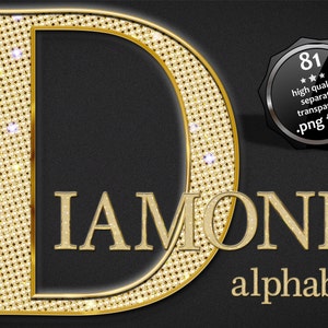 Gold Diamond Alphabet Clipart PNG Brilliant Shining Alphabet in Gold ...