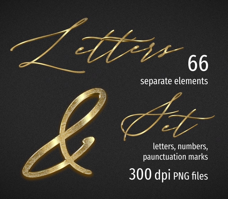 3D Gold Cursive Alphabet Clipart. Luxury Letters and Numbers - Etsy.de