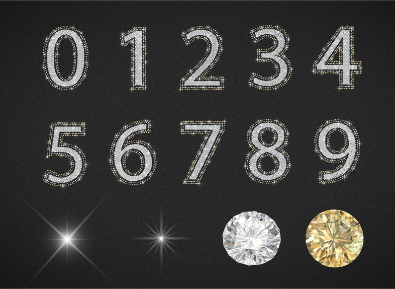 Diamond Numbers Clipart Diamonds in Numbers PNG Files - Etsy