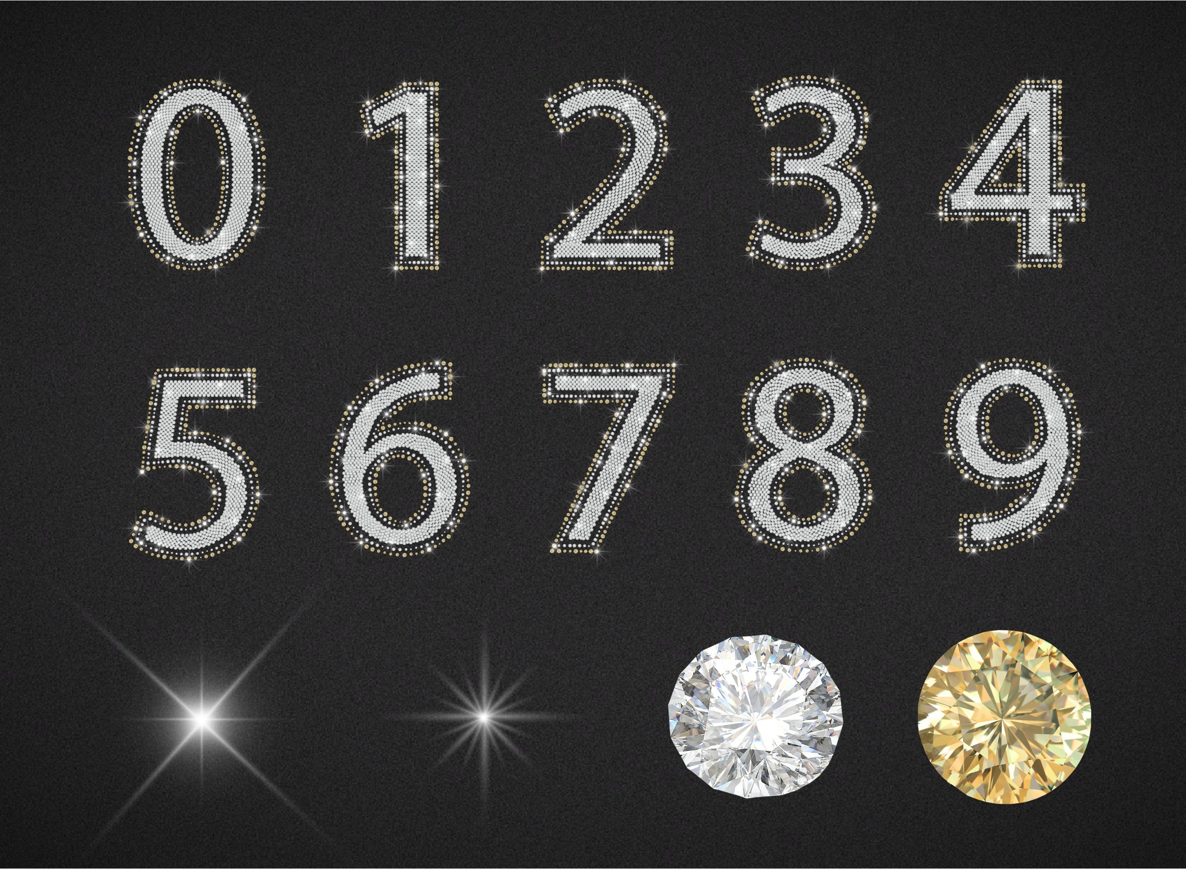 Diamond Numbers Clipart Diamonds in Numbers PNG Files | Etsy
