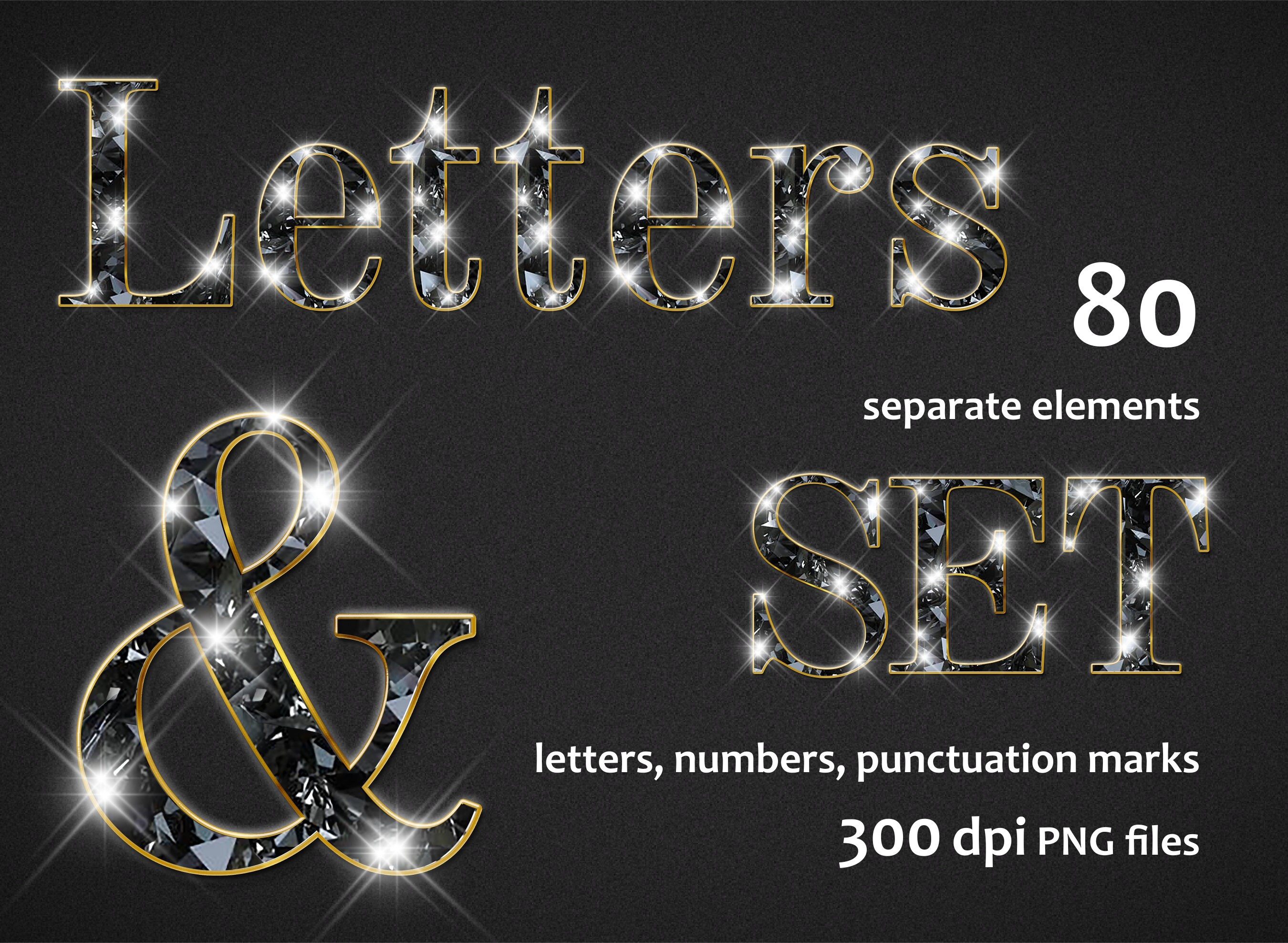 Black Diamond Alphabet ART Clipart, Black Diamond in Gold Alphabet PNG ...