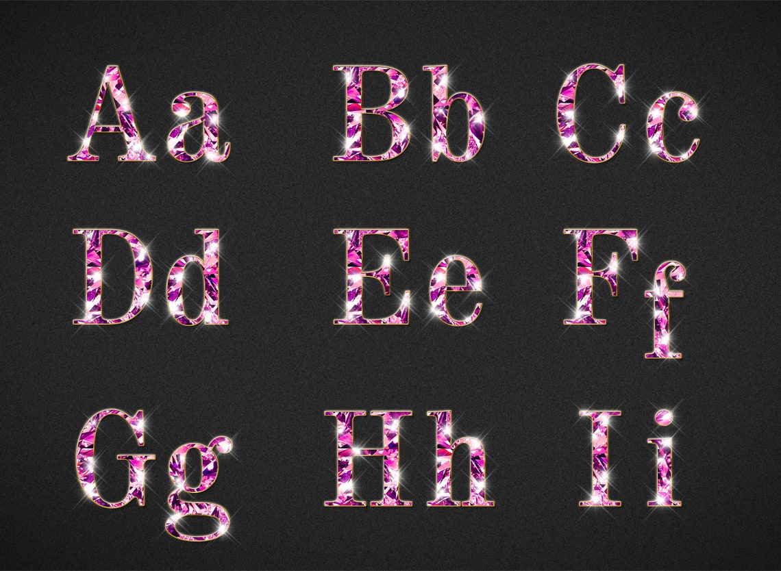 Pink Diamond Alphabet ART Clipart Diamond in Gold Alphabet - Etsy