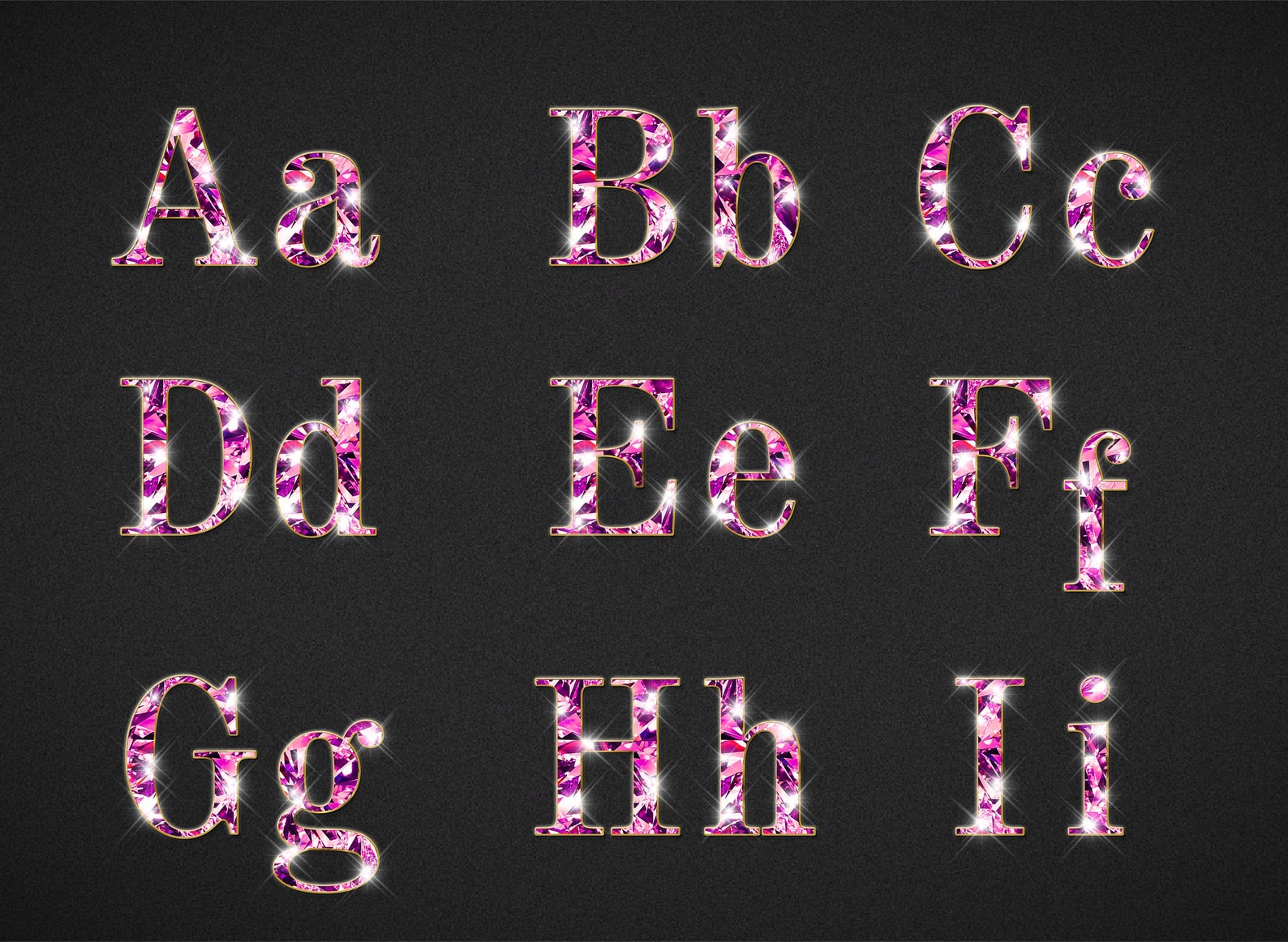 Pink Diamond Alphabet ART Clipart, Diamond in Gold Alphabet PNG Files ...