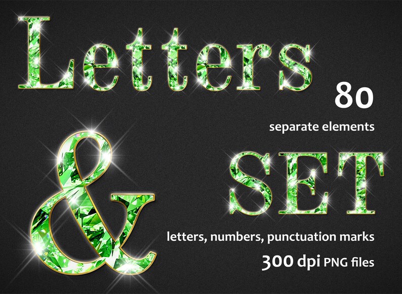 Lime Green Diamond Alphabet ART Clipart Diamond in Gold - Etsy