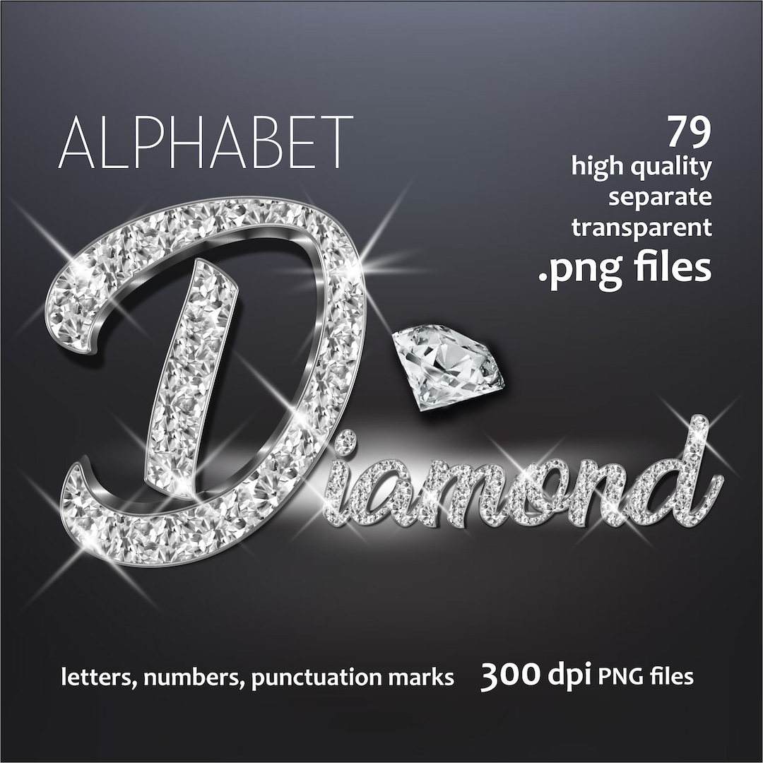 Silver Diamond Alphabet Clipart, Glamour Diamond Cursive Alphabet PNG, Silver Letters Numbers ...