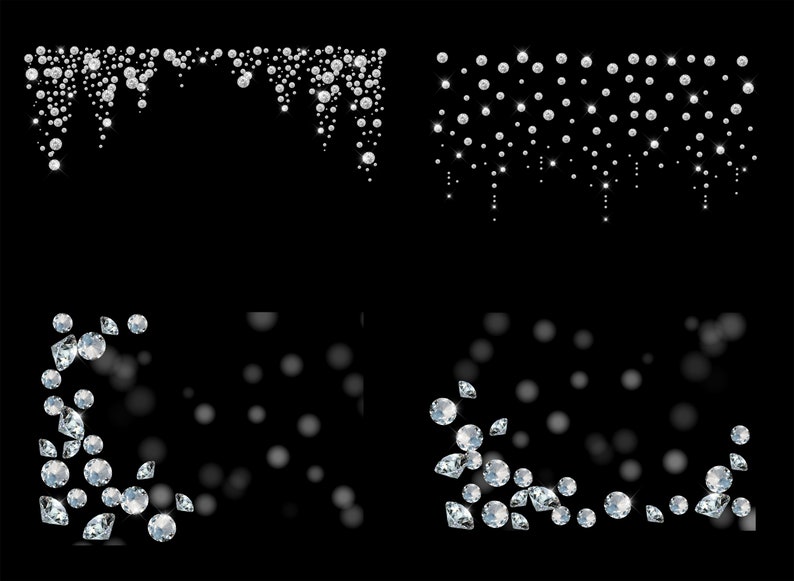 21 Glam Diamond Confetti Overlays, Diamond Clipart, Jewels Overlays PNG ...