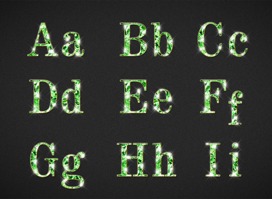 Lime Green Diamond Alphabet ART Clipart Diamond in Gold - Etsy