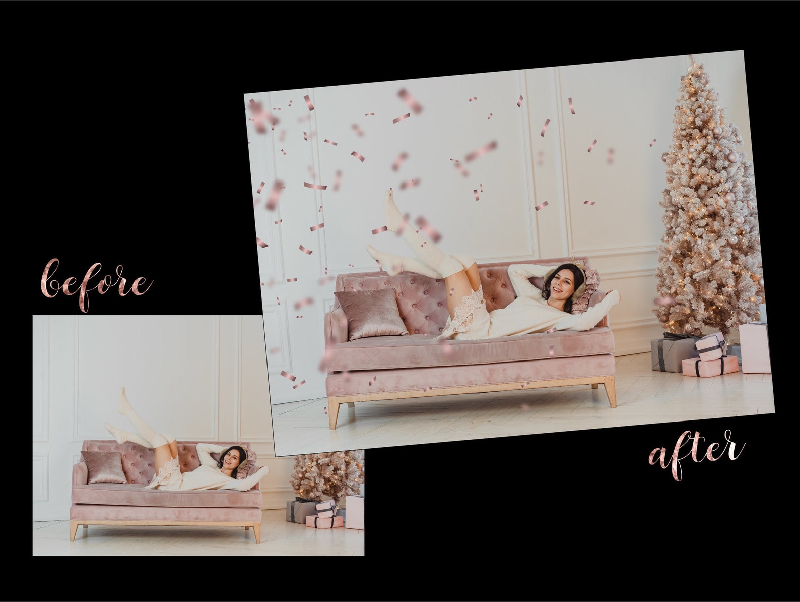 63 Rose Gold Confetti Overlays PNG Clipart Photo Overlay | Etsy