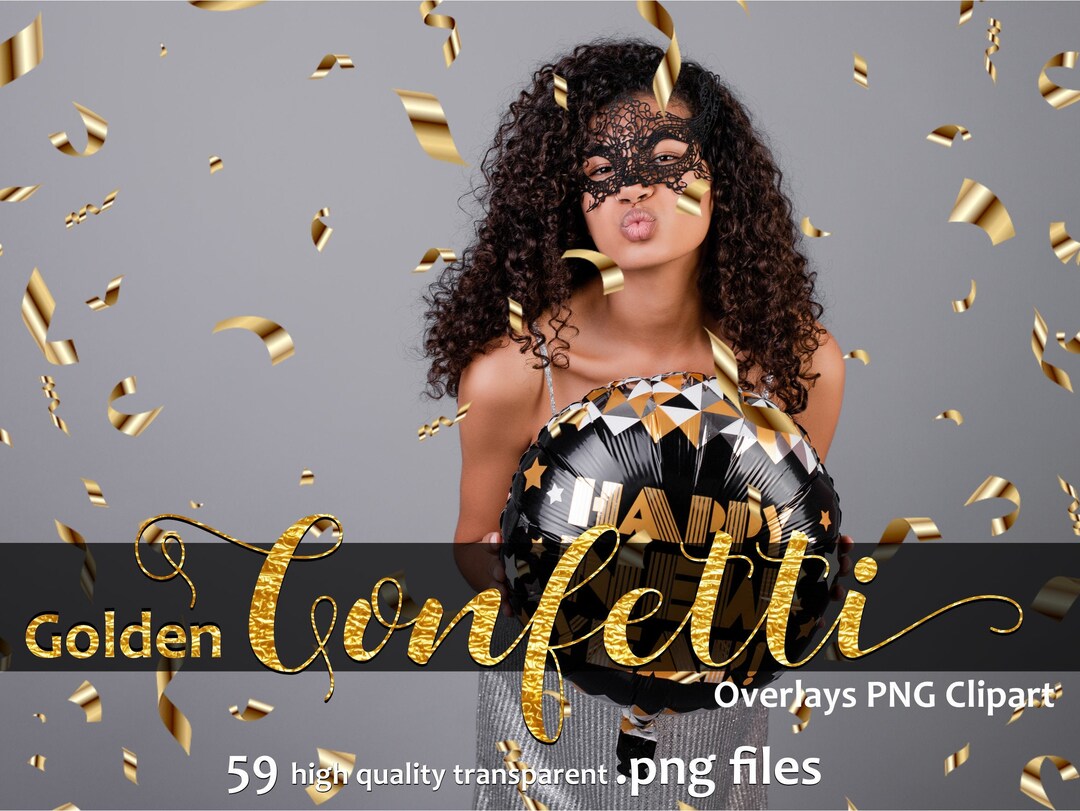 Golden Confetti Overlay Clipart Photo Overlays PNG Gold - Etsy