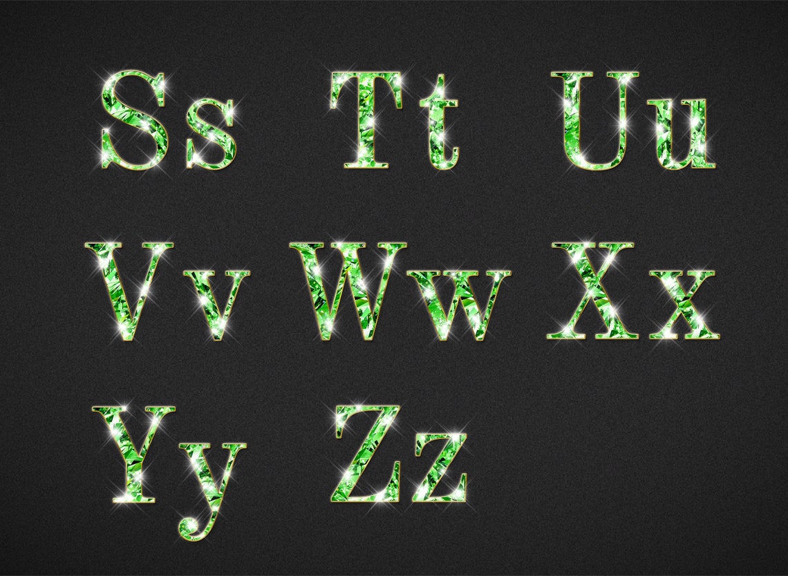 Lime Green Diamond Alphabet ART Clipart, Diamond in Gold Alphabet PNG ...
