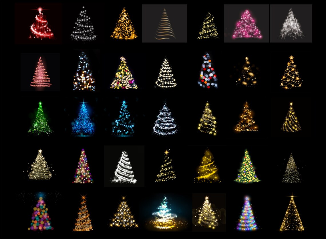 51 Christmas Tree Lights Overlays, Sparkling Tree, Photoshop New Year ...