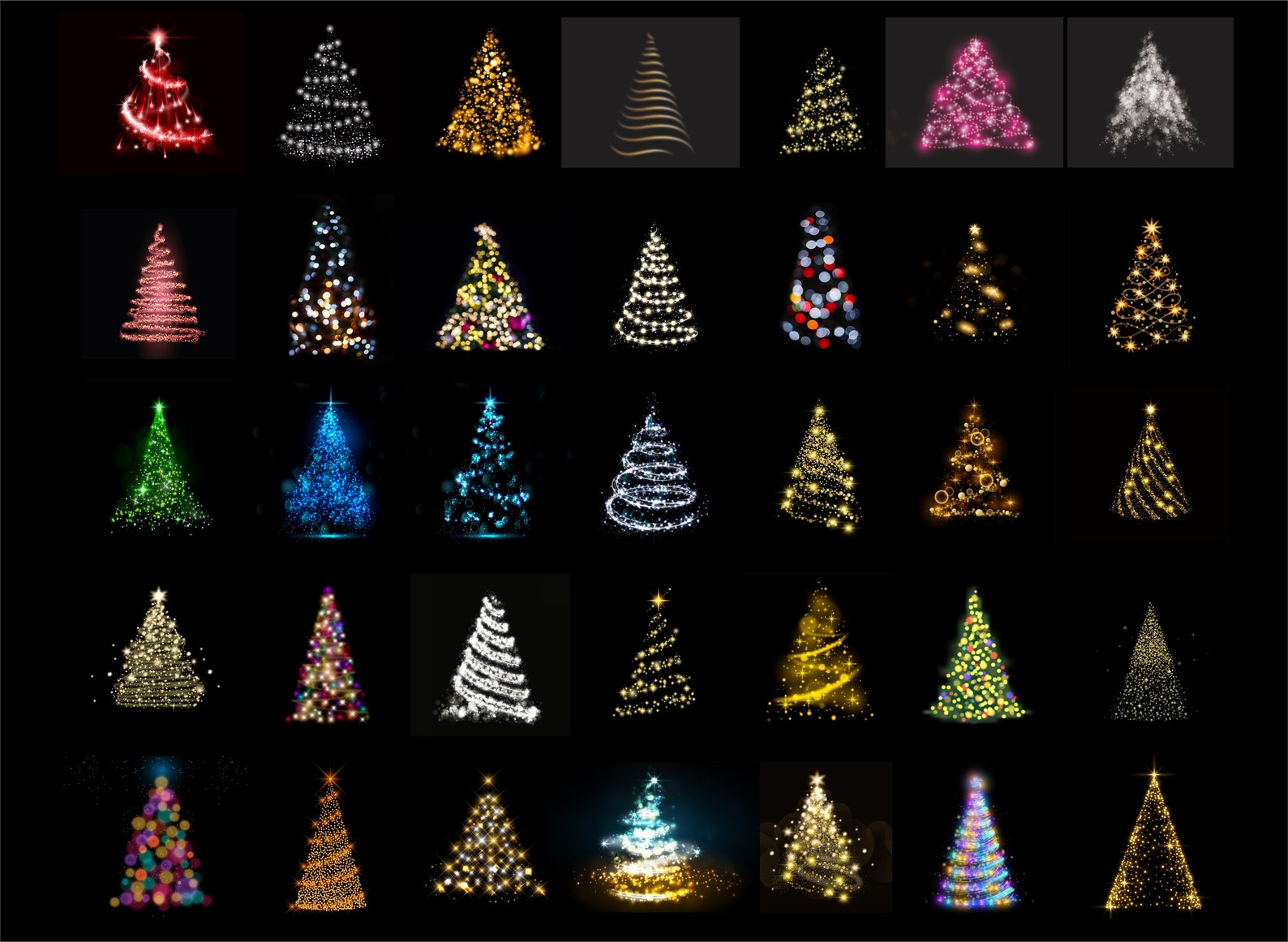 51 Christmas Tree Lights Overlays, Sparkling Tree, Photoshop New Year ...