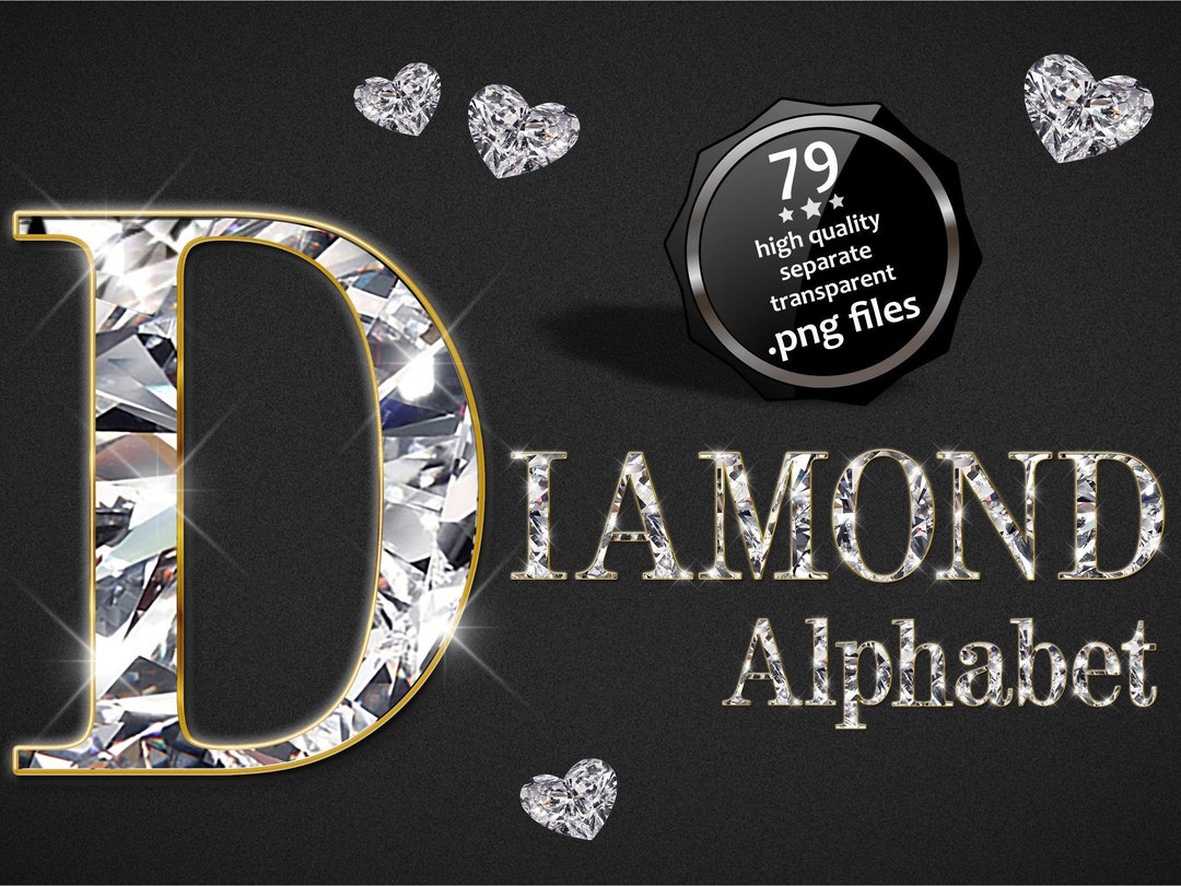 Gold Diamond Alphabet ART Clipart, Diamond in Gold Alphabet PNG, Gold ...