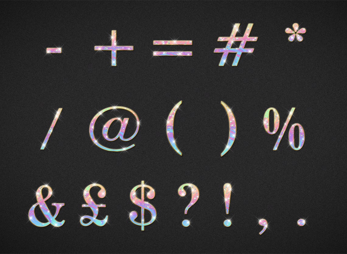 Glam Holographic Diamond Alphabet ART Clipart Holographic in - Etsy