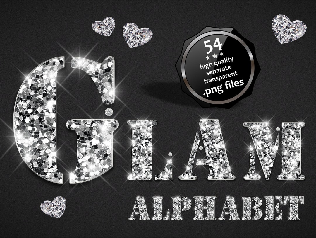 Silver Glam Alphabet Clipart, Shining Alphabet PNG, Glam Letters ...