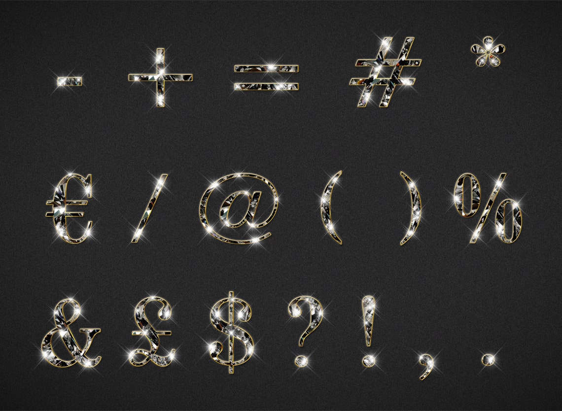 Gold Diamond Alphabet ART Clipart Dark Silver Diamond in Gold - Etsy