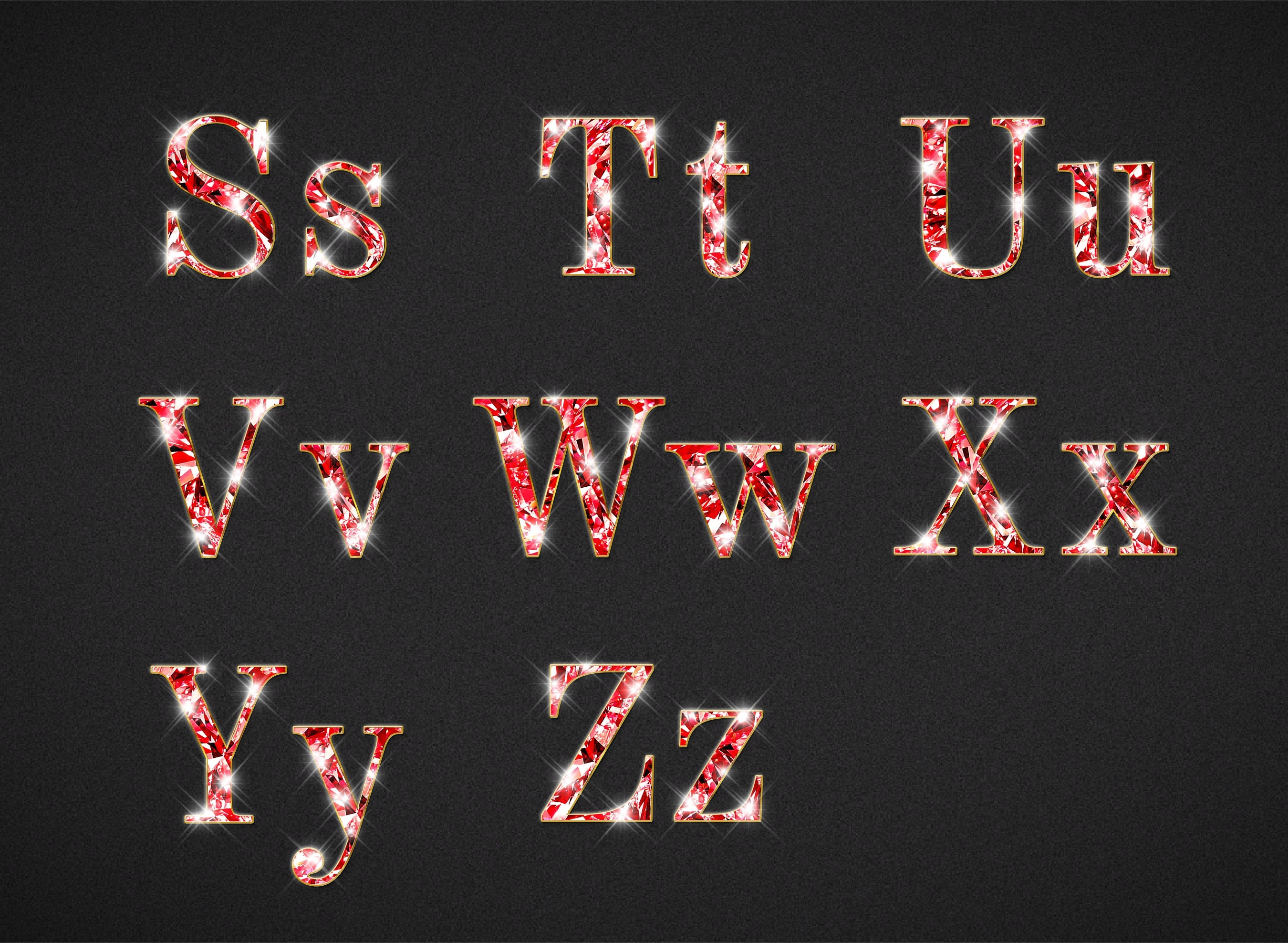 Red Diamond Alphabet ART Clipart Diamond in Gold Alphabet PNG | Etsy