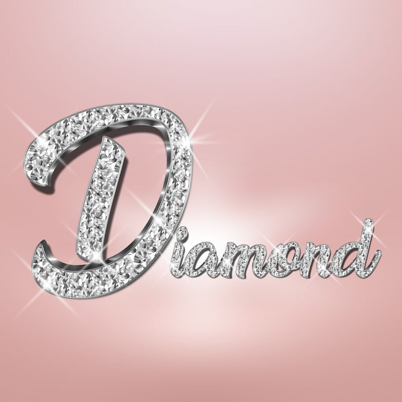 Silver Diamond Alphabet Clipart, Glamour Diamond Cursive Alphabet PNG ...