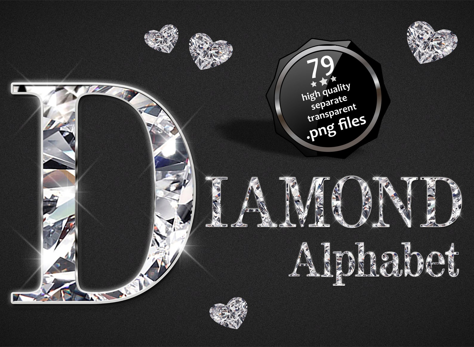 Silver Diamond Alphabet ART Clipart Diamond in Silver - Etsy