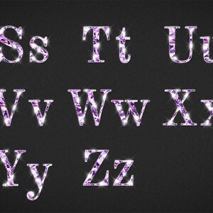 Purple Diamond Alphabet ART Clipart, Purple Diamond in Silver Alphabet ...