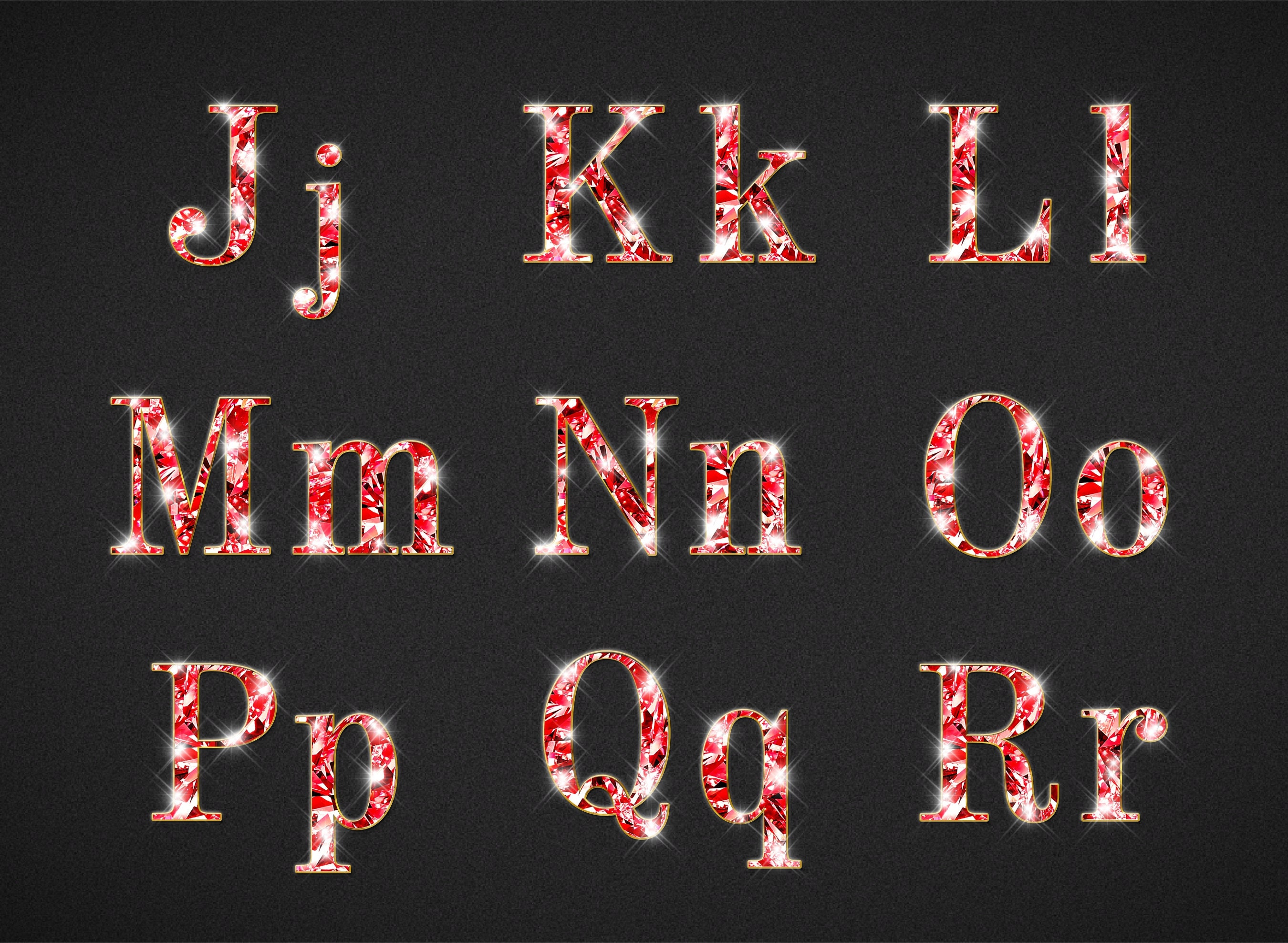 Red Diamond Alphabet ART Clipart Diamond in Gold Alphabet PNG | Etsy