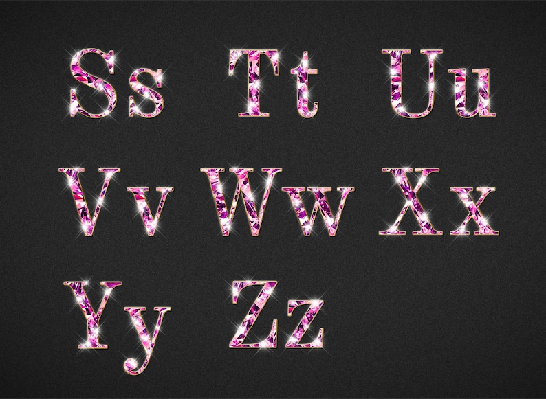 Pink Diamond Alphabet ART Clipart Diamond in Gold Alphabet - Etsy