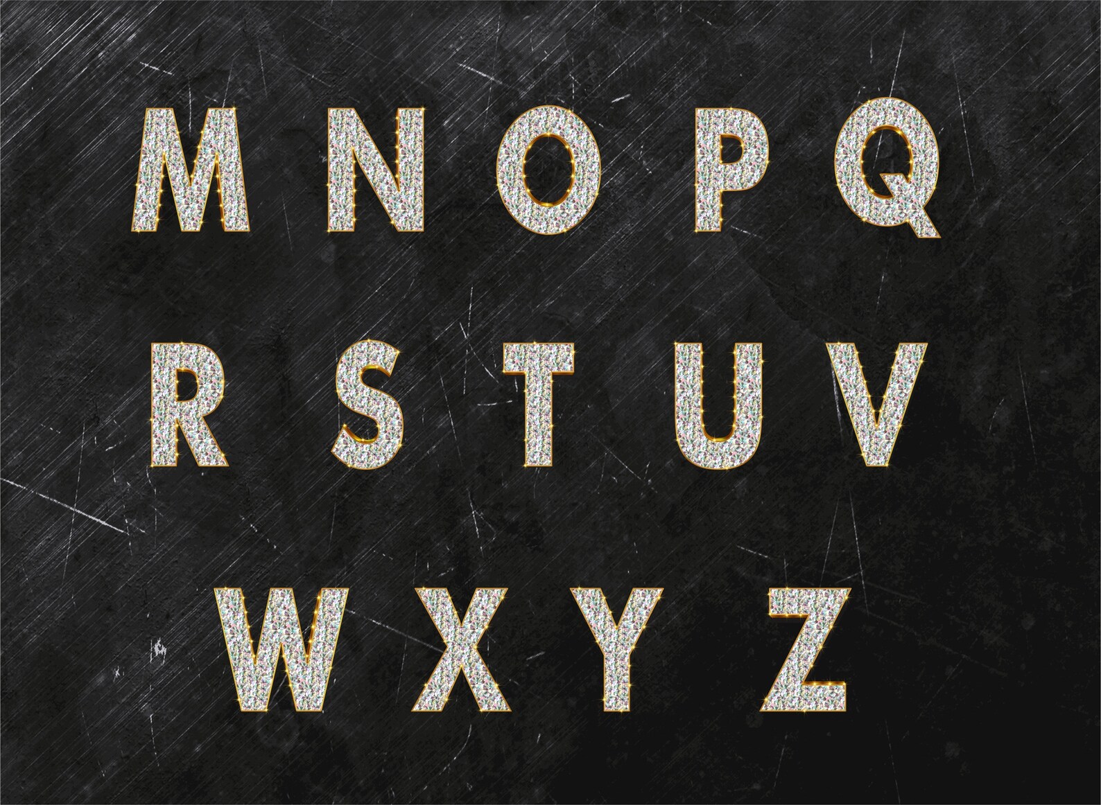 Diamond Alphabet Clipart, Diamond in Gold Alphabet PNG Files, Gold ...