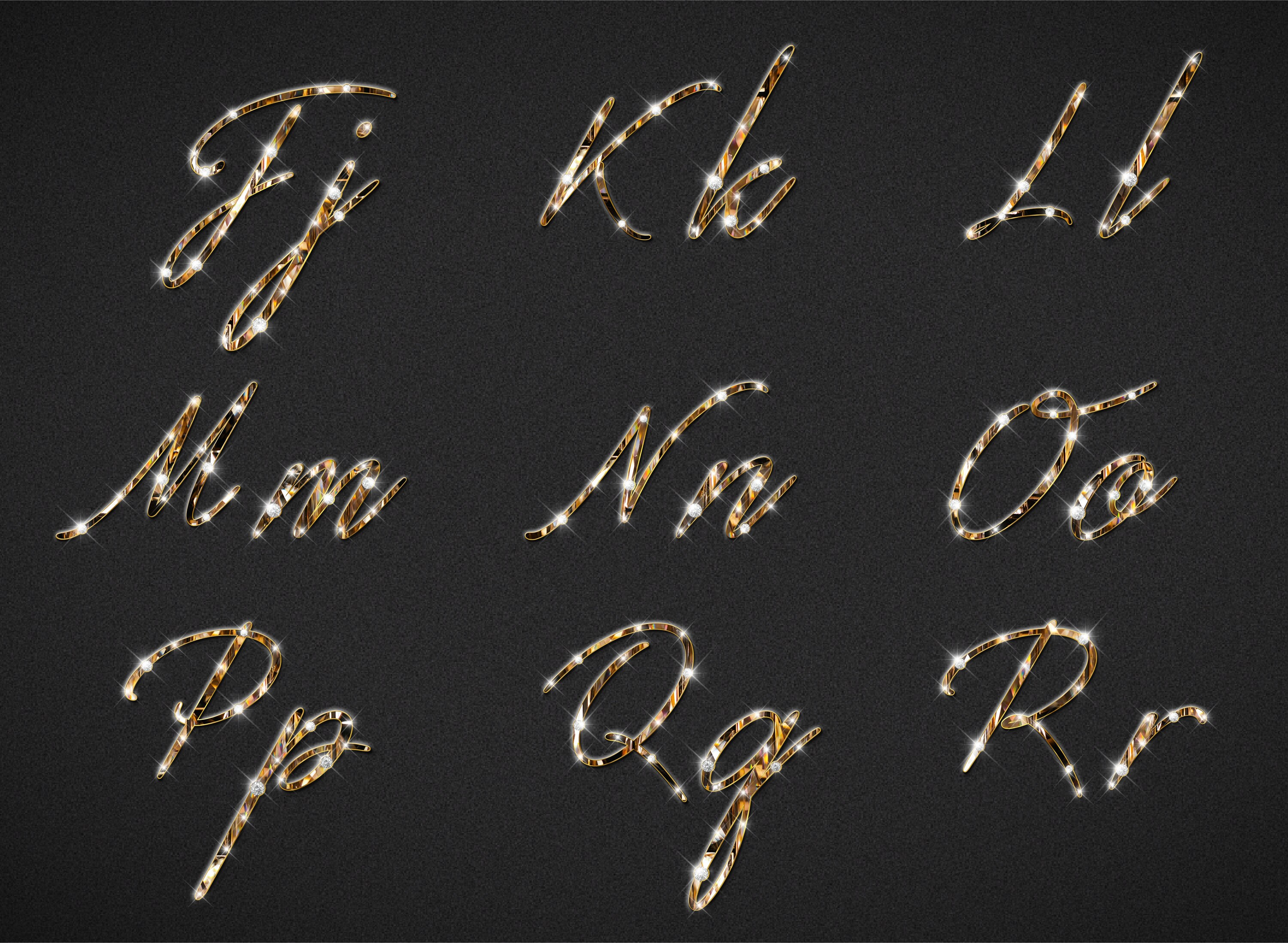 Modern Gold Diamond Italic Alphabet With Rhinestone PNG Gold - Etsy
