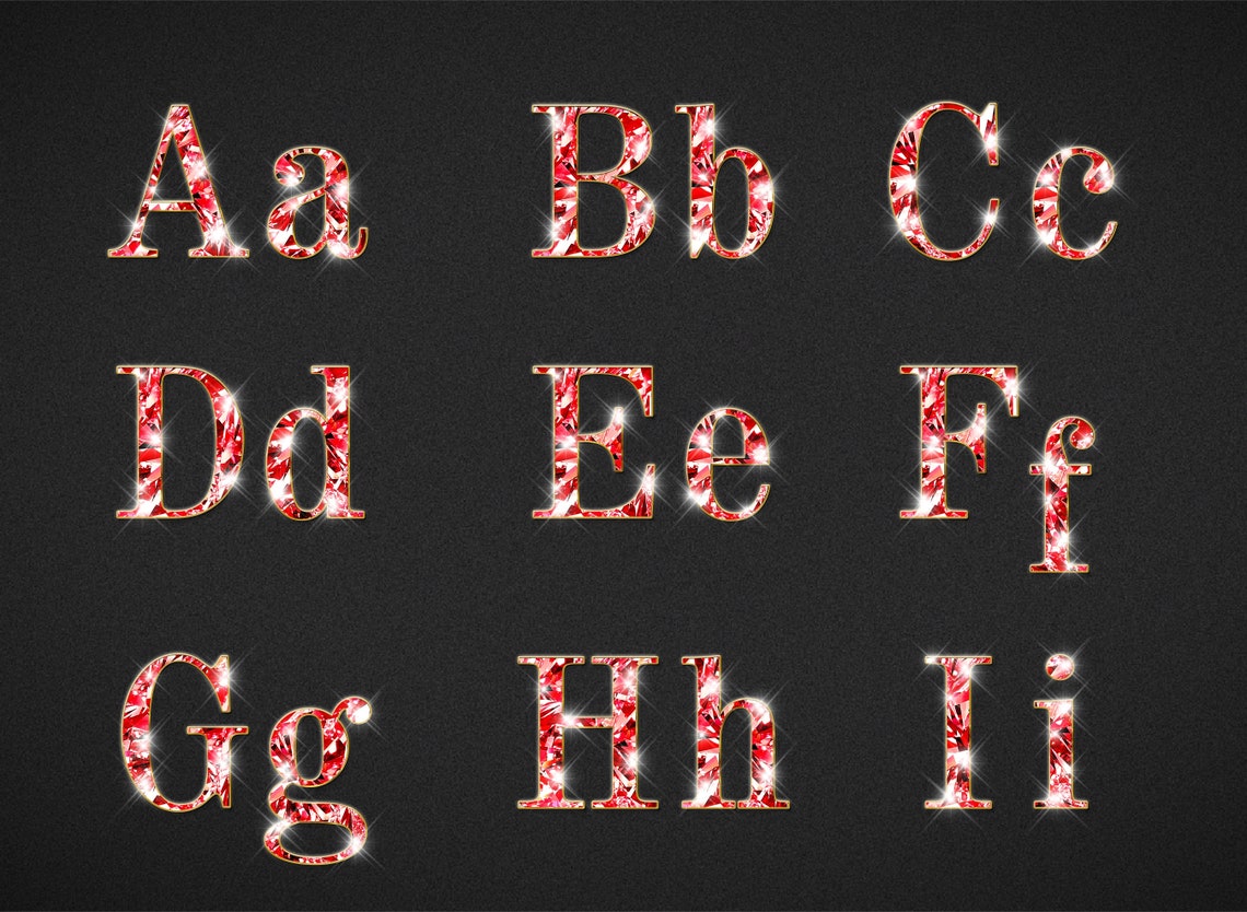 Red Diamond Alphabet ART Clipart Diamond in Gold Alphabet PNG - Etsy