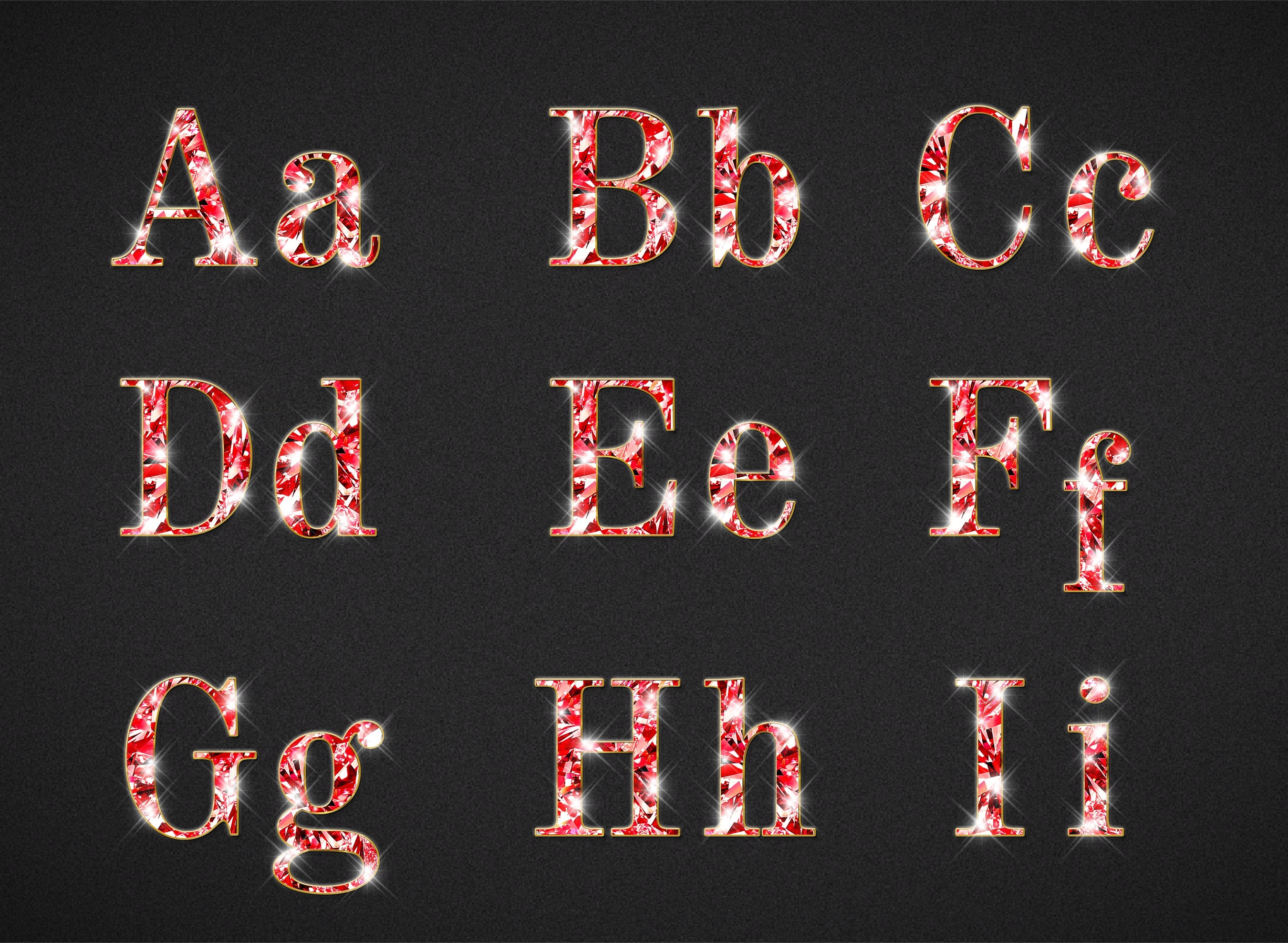 Red Diamond Alphabet ART Clipart Diamond in Gold Alphabet PNG | Etsy