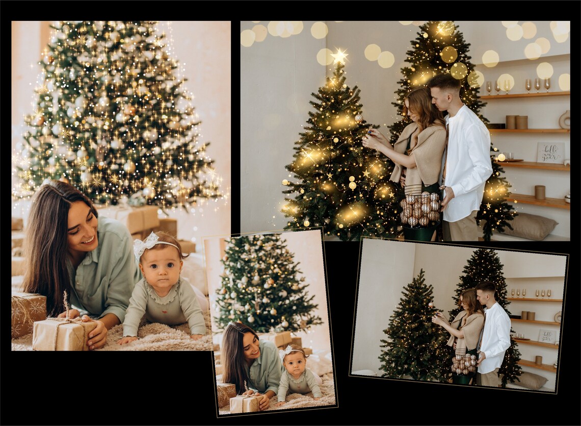 51 Christmas Tree Lights Overlays, Sparkling Tree, Photoshop New Year ...