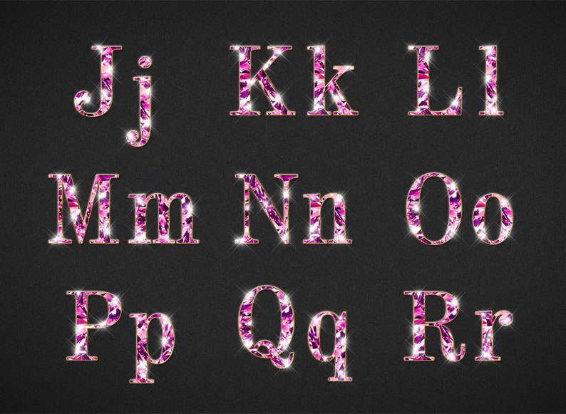 Pink Diamond Alphabet ART Clipart Diamond in Gold Alphabet - Etsy