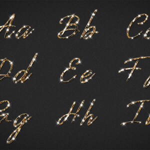 Modern Gold Diamond Italic Alphabet With Rhinestone PNG, Gold Letters ...
